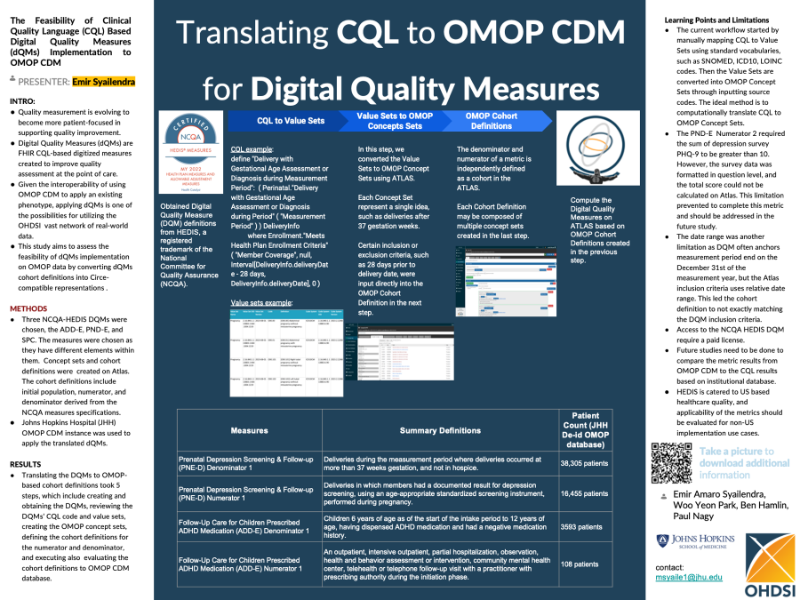 The Feasibility of Clinical Quality Language (CQL) Based Digital Quality Measures (dQMs ...